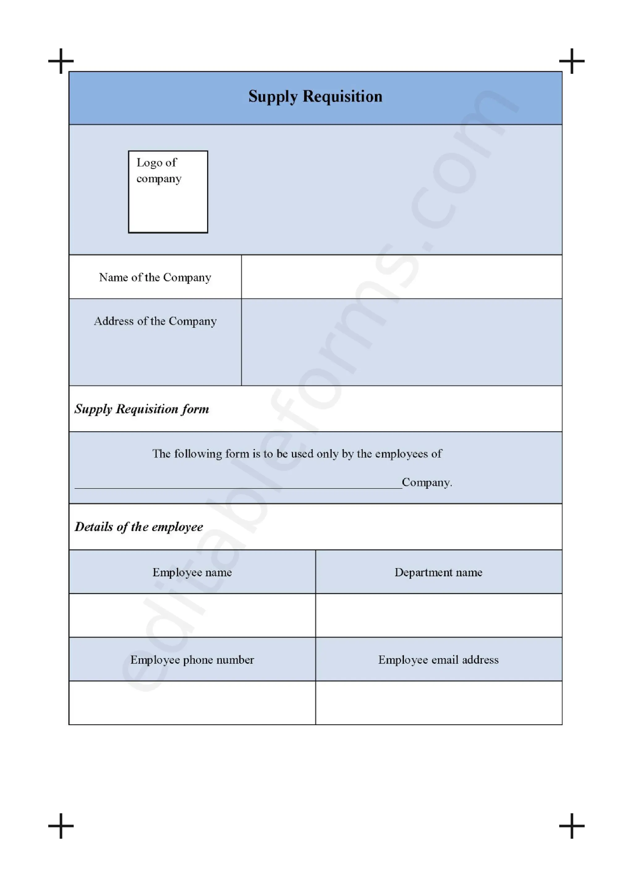 Supply Requisition Fillable PDF Template | PDF
