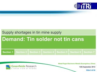 Supply Shortages In Tin Mine Supply - Sept 2012 - John P. Sykes ...