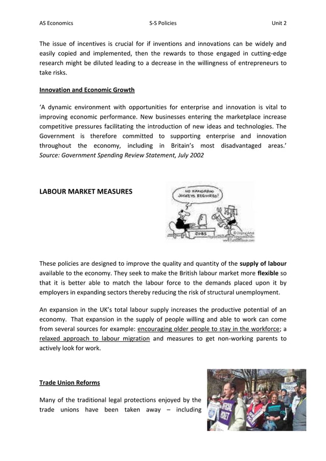 Supply side policies work booklet | PDF