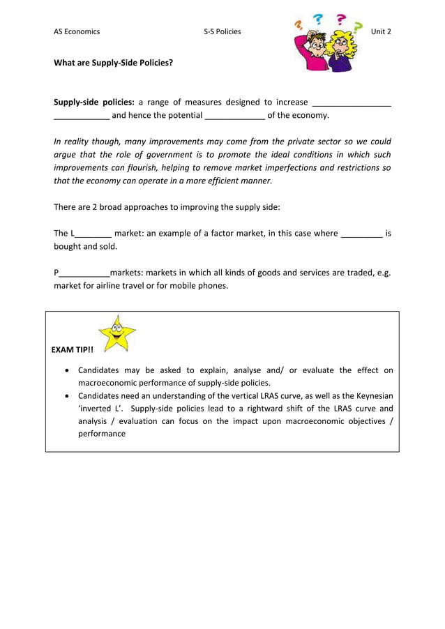 Supply side policies work booklet | PDF