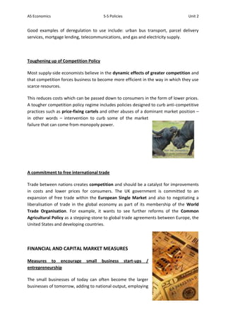 Supply side policies work booklet | PDF