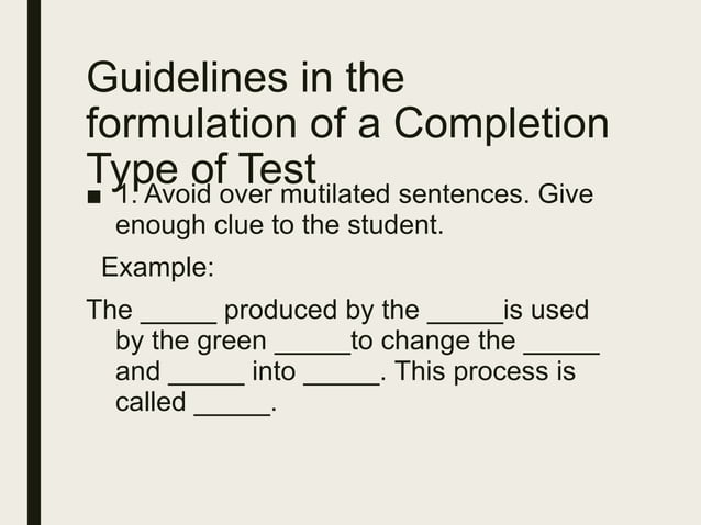 Completion Type Of Test Pptx