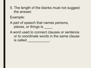 Completion Type of Test | PPTX | Educational Assessment | Education