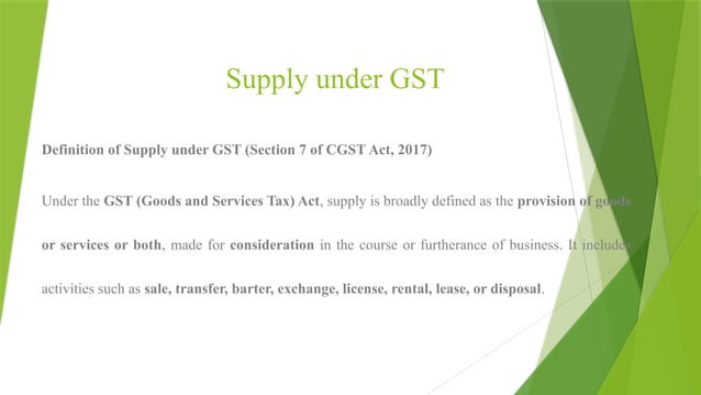 Concept of Supply under GST and its Types | PPTX