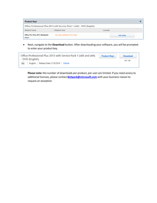 Access BizSpark Software Downloads | PDF