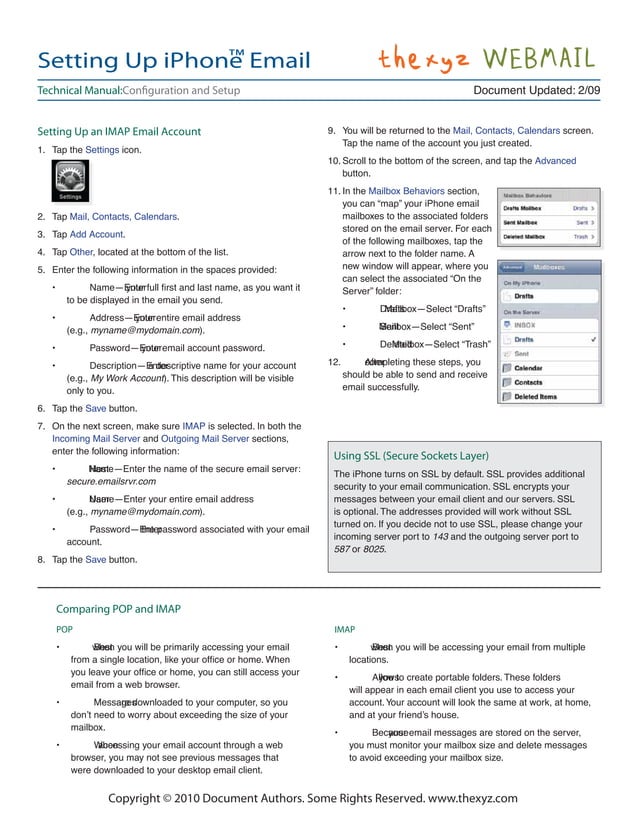 Setting up an iPhone with IMAP email account | PDF