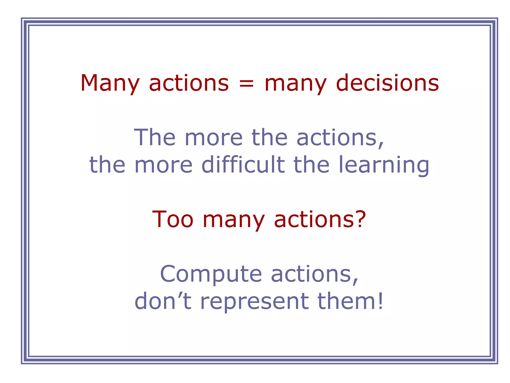 Support Vector Machines For Computing Action Mappings In Learning