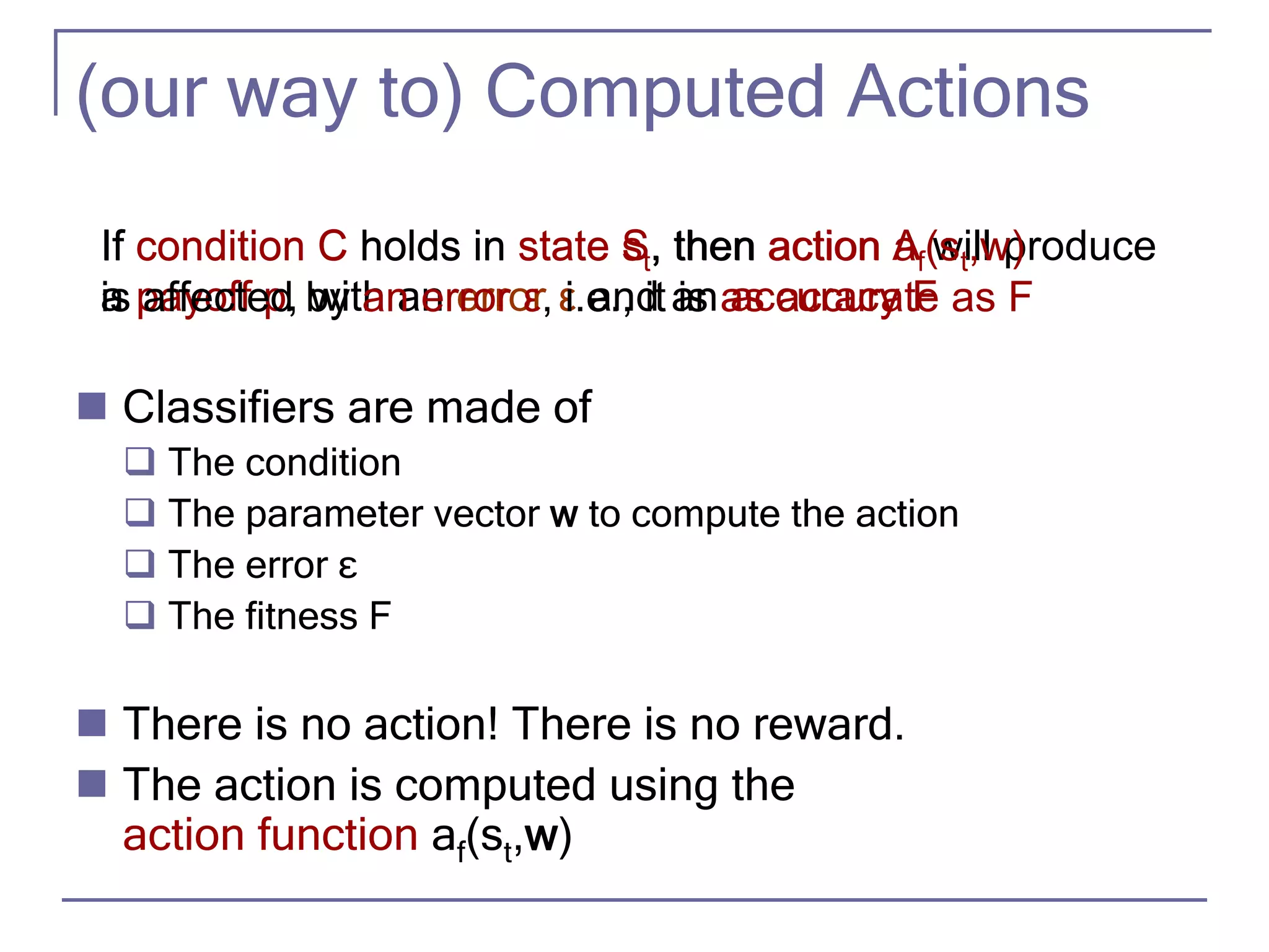 Support Vector Machines For Computing Action Mappings In Learning