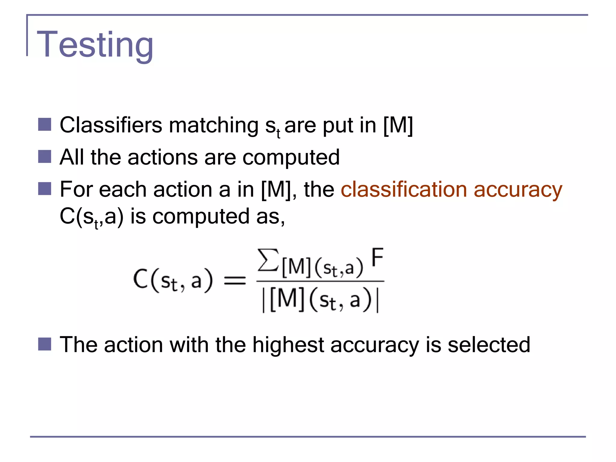 Support Vector Machines for Computing Action Mappings in Learning Classifier Systems | PPT