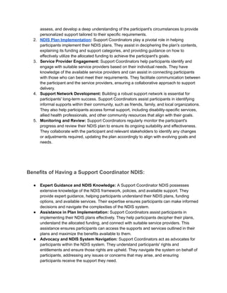 How a Support Coordinator NDIS Can Enhance Your Journey | PDF