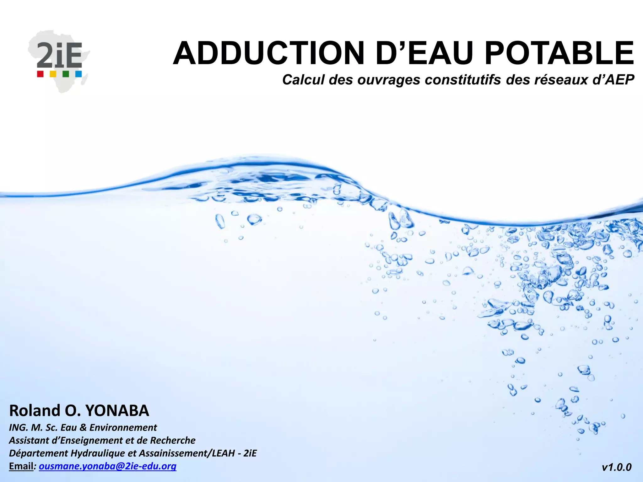 Adduction en Eau Potable | PDF