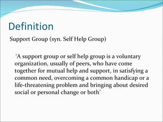 Support groups and their role in coping | PPT | Medical Health