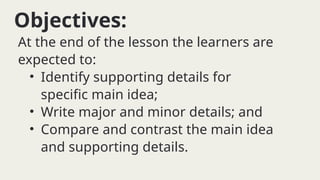 Supporting details and it's example PowerPoint | PPTX