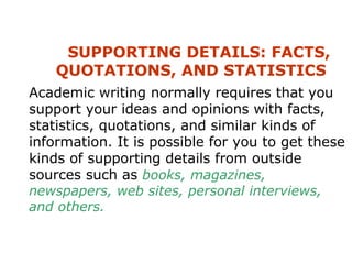 Supporting details and outside sources | PPT