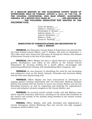 Carl Shipley Retirement, Gloucester, VA Supporting Document | PDF