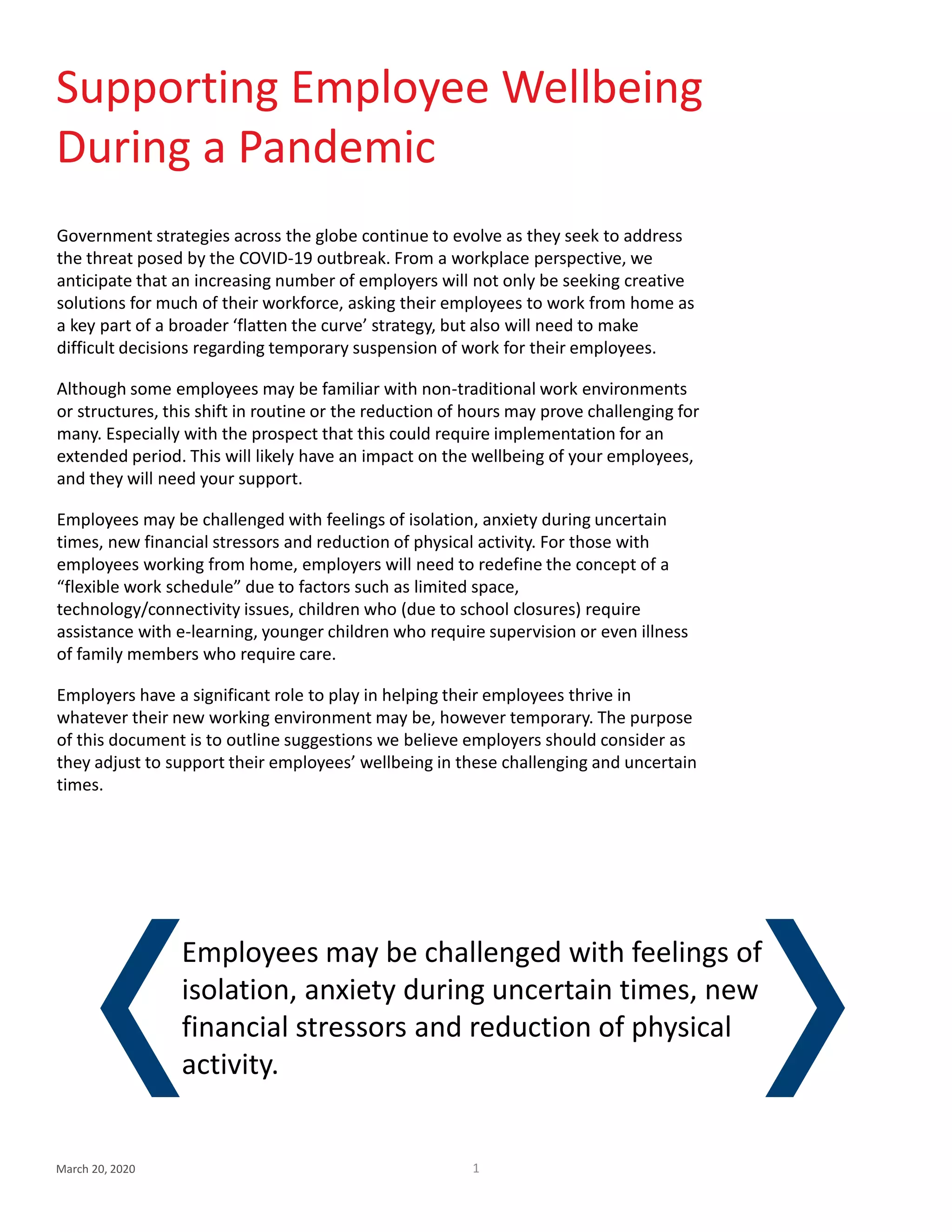 Supporting Employee Health & Wellbeing in a Changing Work Environment | PDF