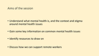 Supporting good Mental Health at Work | PPT
