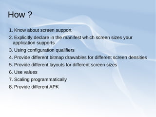 Supporting Multiple Screen In Android | ODP