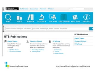 Supporting researchers & research publication at UTS | PDF
