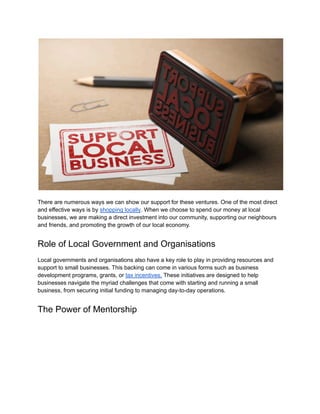 Supporting Small Businesses and Entrepreneurship in the Community | PDF