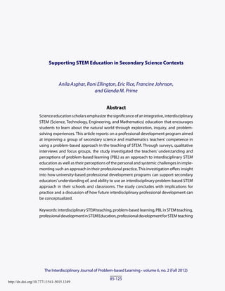 Supporting STEM Education in Secondary Science Contexts | PDF