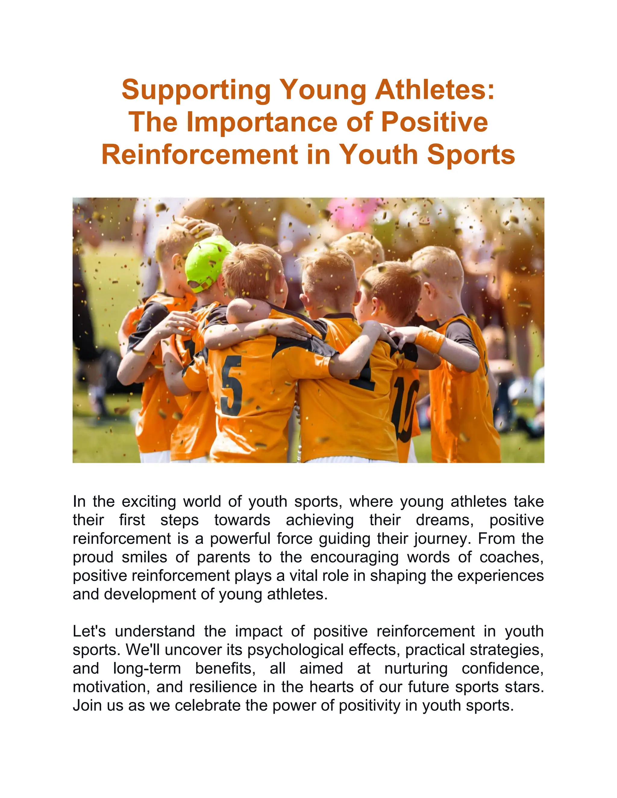 Supporting Young Athletes: The Importance of Positive Reinforcement in ...