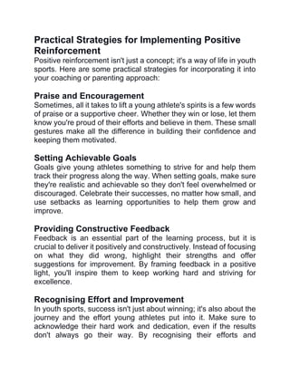Supporting Young Athletes: The Importance of Positive Reinforcement in ...
