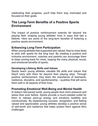 Supporting Young Athletes: The Importance of Positive Reinforcement in ...