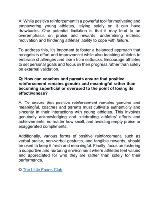 Supporting Young Athletes: The Importance of Positive Reinforcement in ...