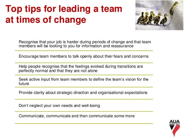 Managing Change Open Forum: Supporting your team Managing Change Open Forum: Supporting your team