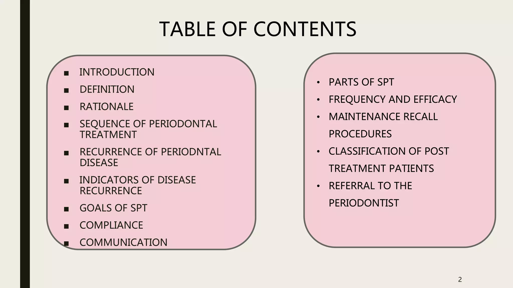 Supportive Periodontal Therapy Part 1 | PPTX