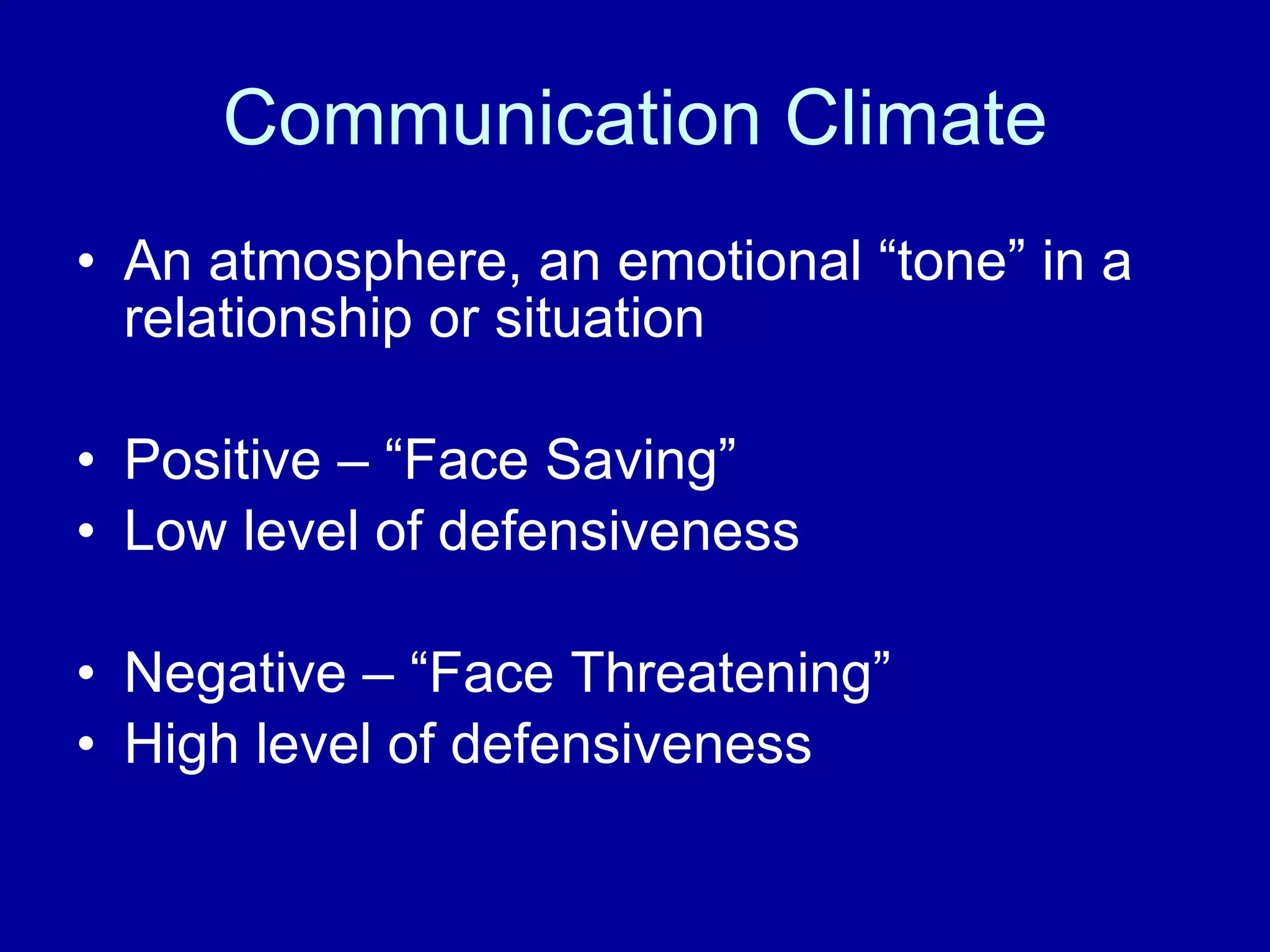 Supportive and defensive communication climates | PPT