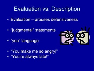 Supportive and defensive communication climates | PPT