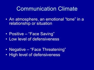 Supportive and defensive communication climates | PPT