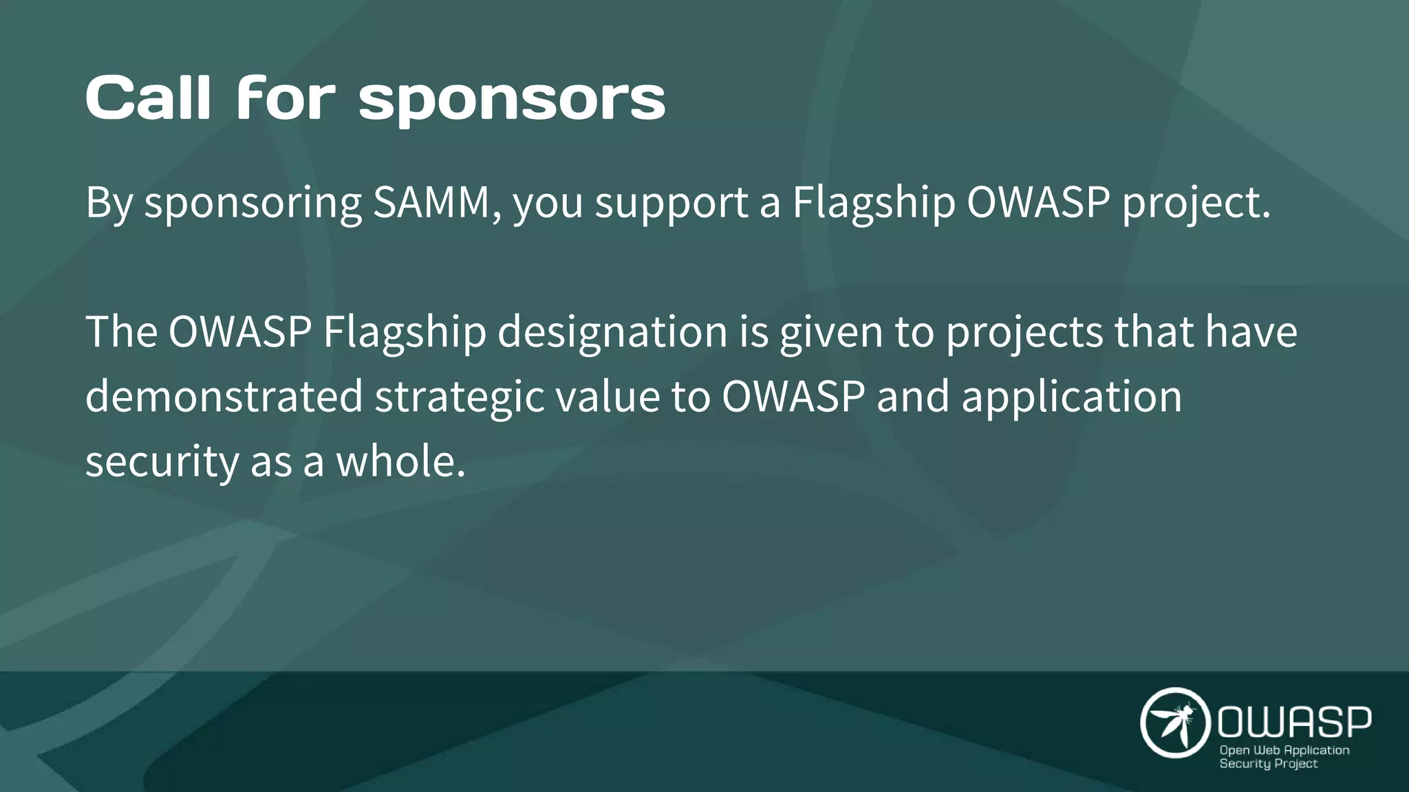 Support OWASP SAMM | PPT