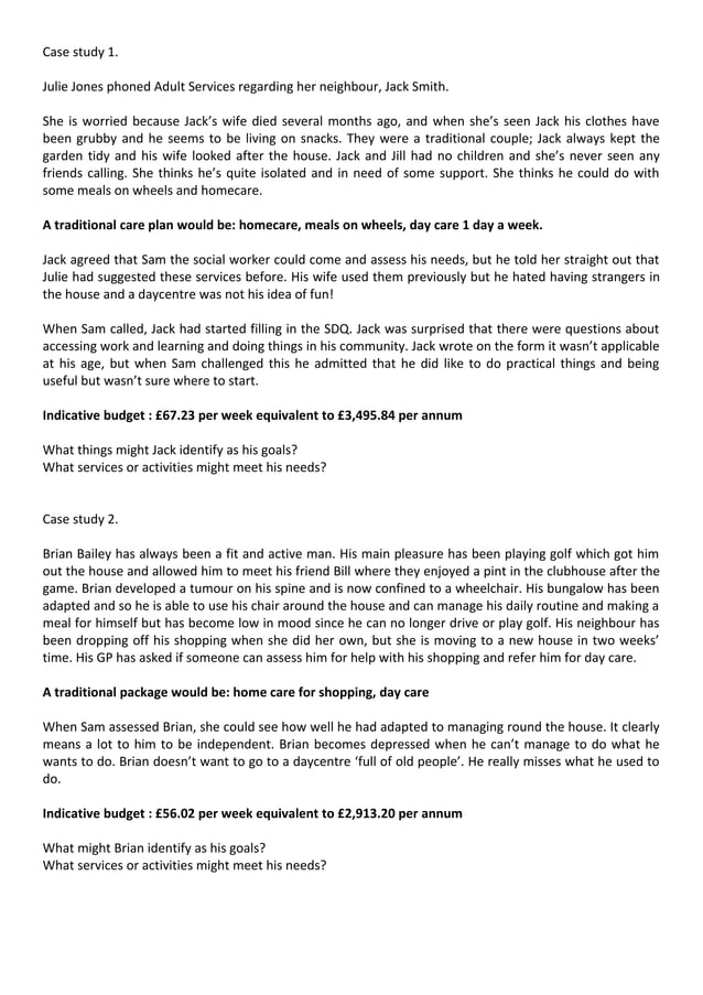 Support planning case studies | DOC