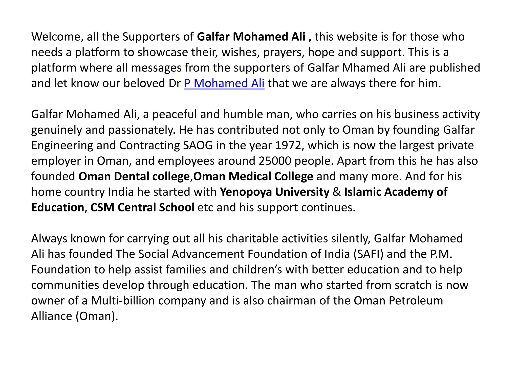 Support P Mohamed Ali | PPTX | Non-Profit Organizations | Industries