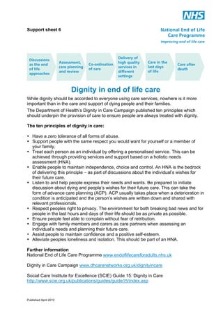 Support Sheet 6: Dignity in end of life care | PDF