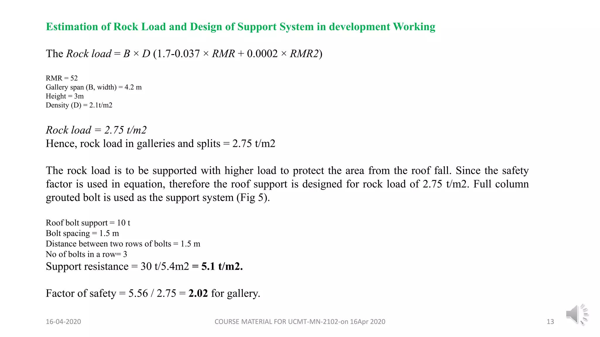 Support system (Underground Coal Mining) by Prof. S Jayantu.pdf