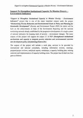Support to strengthen institutional capacity to monitor poverty ...
