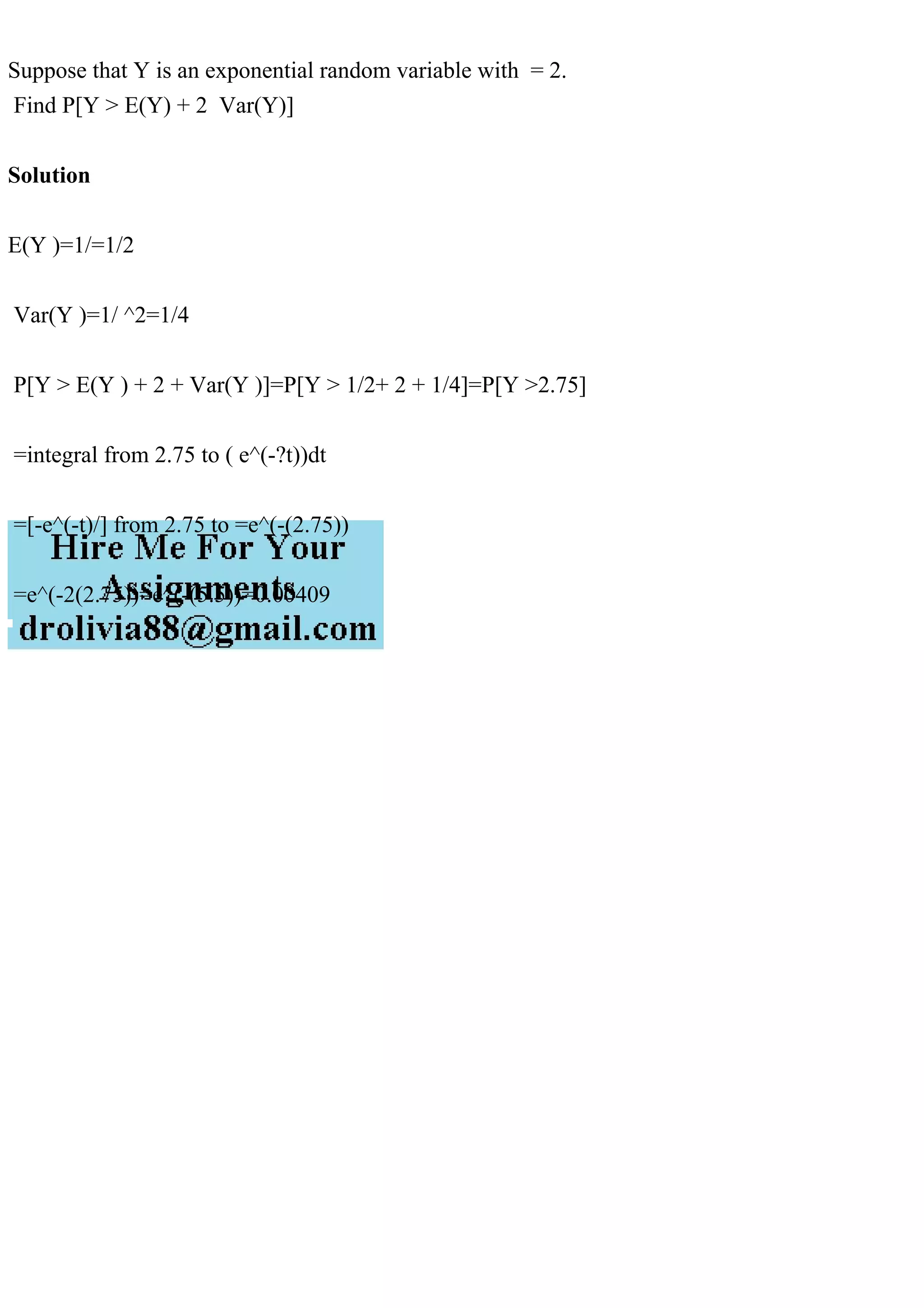 Suppose That Y Is An Exponential Random Variable With 2 Find Ppdf 2800