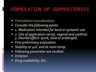 Suppositories by G VIJAYA SINDHURI(Ph.D) Department of pharmaceutics | PPTX