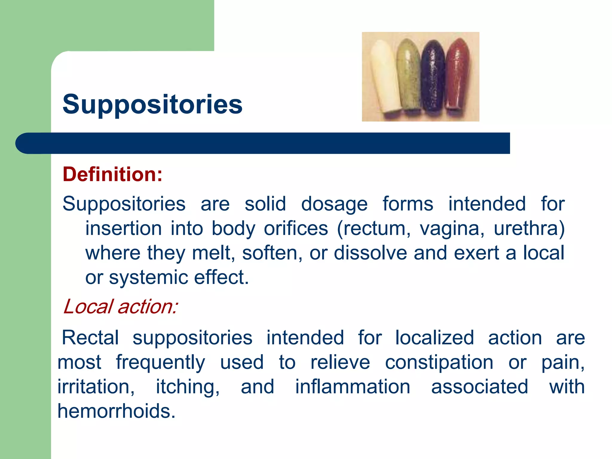 SUPPOSITORIES.pdf | Digestive Disorders | Diseases and Conditions