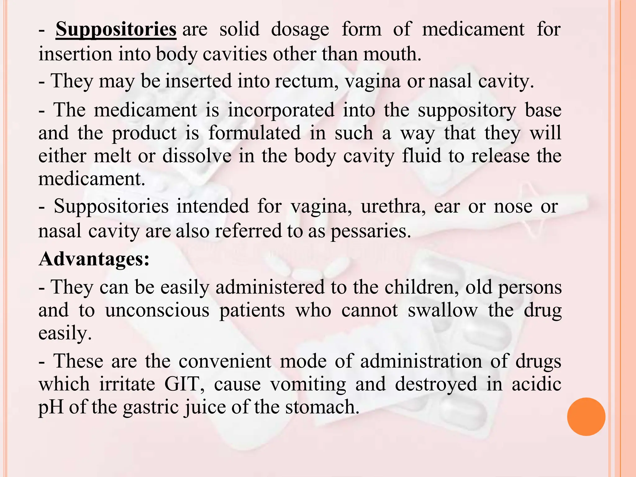 Suppositories and pessaries by Priyanka Kandhare | PPTX