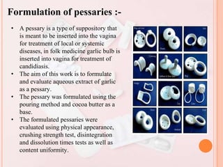 Suppositories and pessaries by Priyanka Kandhare | PPTX