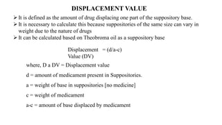 SUPPOSITORIES AND ITS TYPES, BASES, INCOMPATIBILITY | PDF