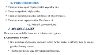 SUPPOSITORIES AND ITS TYPES, BASES, INCOMPATIBILITY | PDF