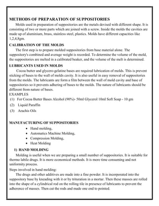OVERVIEW OF SUPPOSITORIES AND PESSARIES in pharmaceutics | PDF