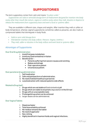 Suppository - Types & Formulation | PDF