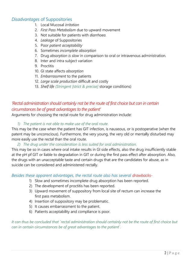 Suppository - Types & Formulation | PDF